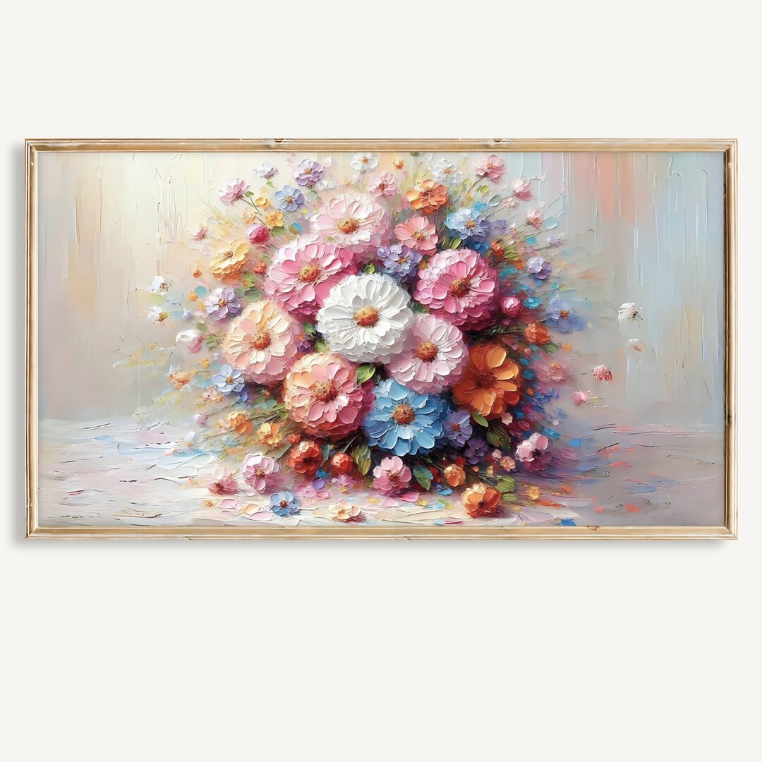 Flowers Bunch Tv Frame Tv Art Background Art Impressionism Abstract ...