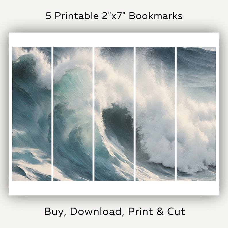 Hawaii North Shore Waves Abstract Printable Bookmarks Downloadable ...