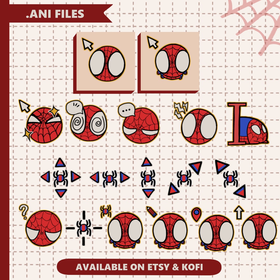 Spiderman Peter B Parker Theme Animated Custom Cursor Pack | 18 Cute ...