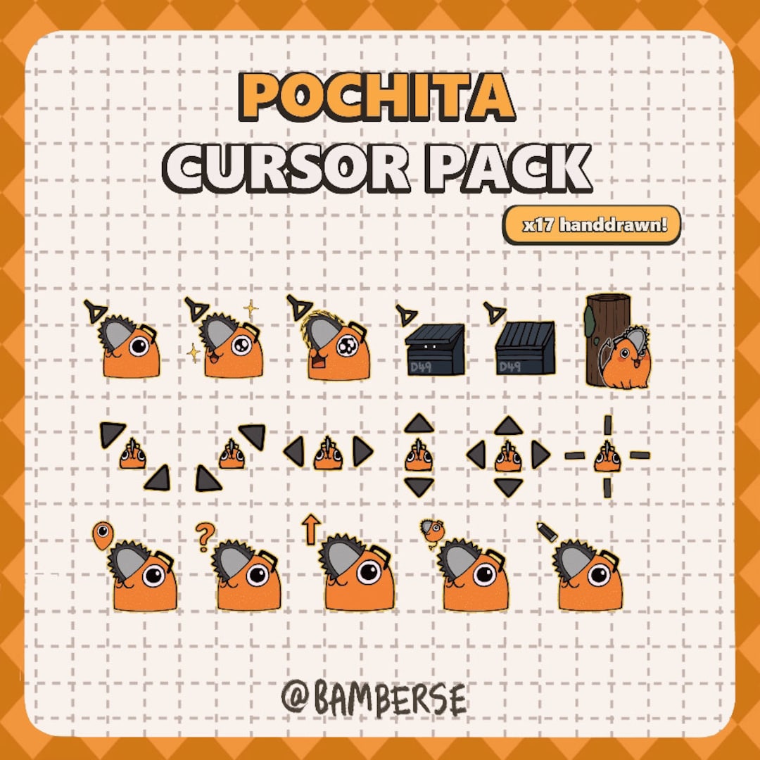 Pochita Themed Animated Custom Cursor Pack | 17 Cute Hand-drawn Pochita ...