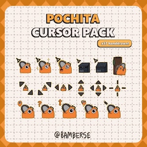 Pochita Themed Animated Custom Cursor Pack | 17 Cute Hand-drawn Pochita Mouse Pointers for ...