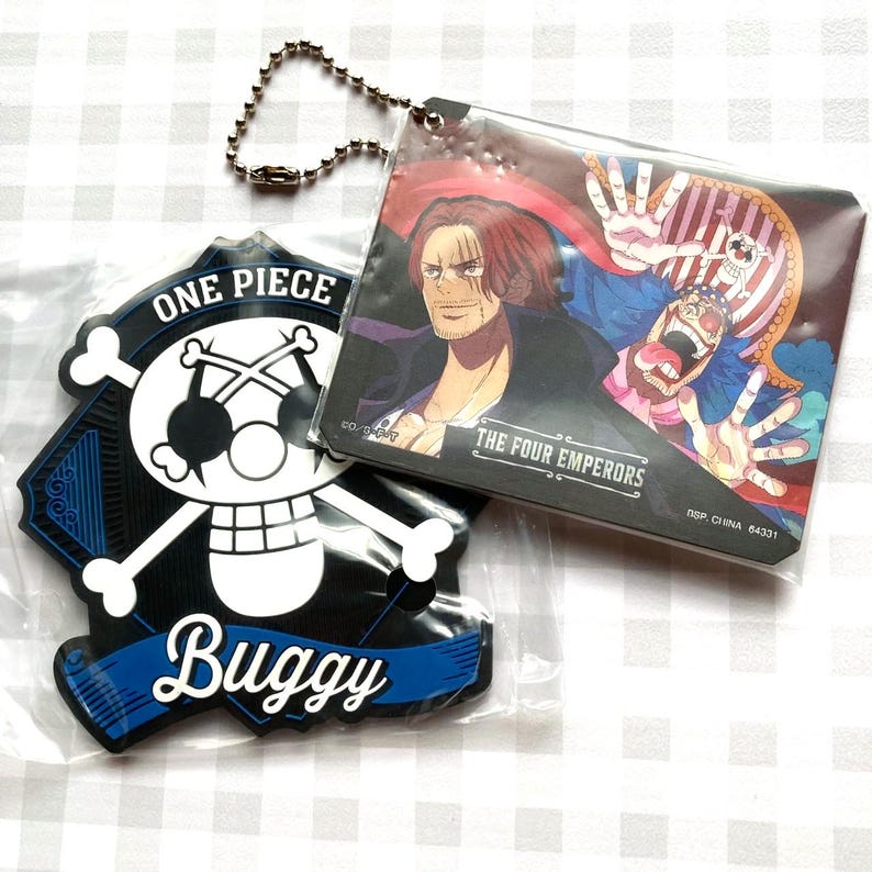 Official One Piece Shanks & Buggy Lenticular Keychain and Rubber ...