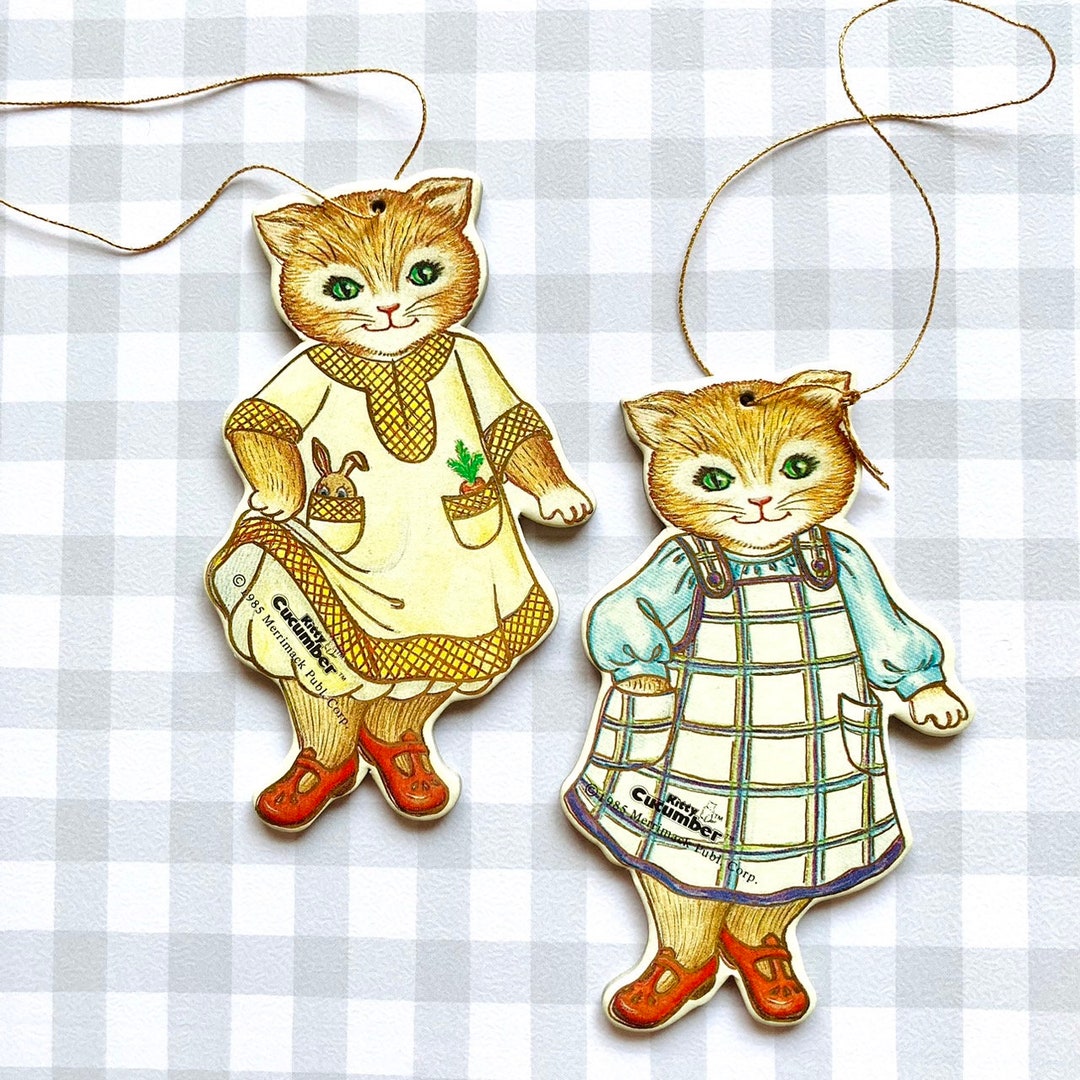 Vintage SET Kitty Cucumber Paper Ornaments - Etsy
