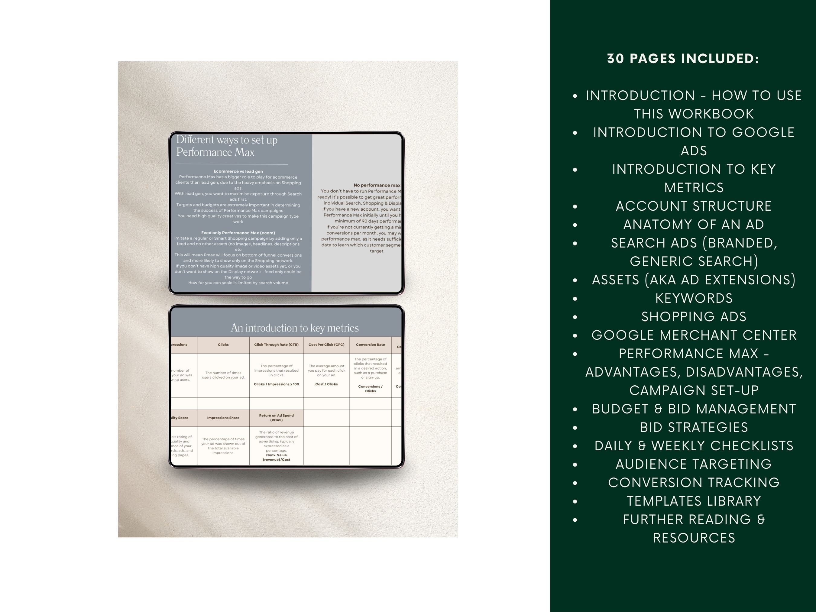 Google Ads Workbook, Digital Marketing Course With PLR & MRR Resell ...