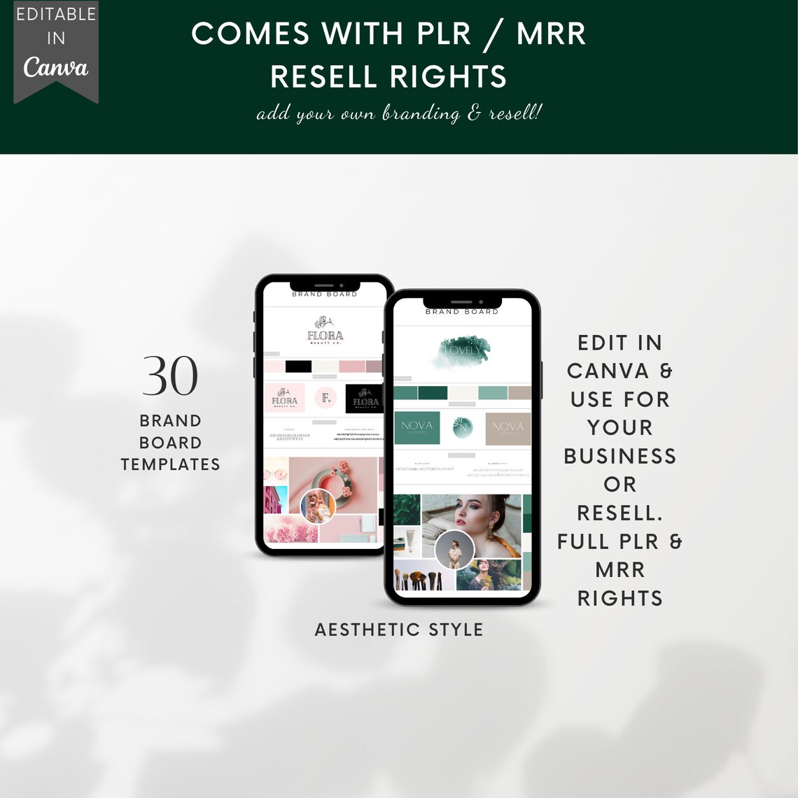 30 Brand Board Template PLR MRR, Small Business Branding Kit, Logo, DIY ...