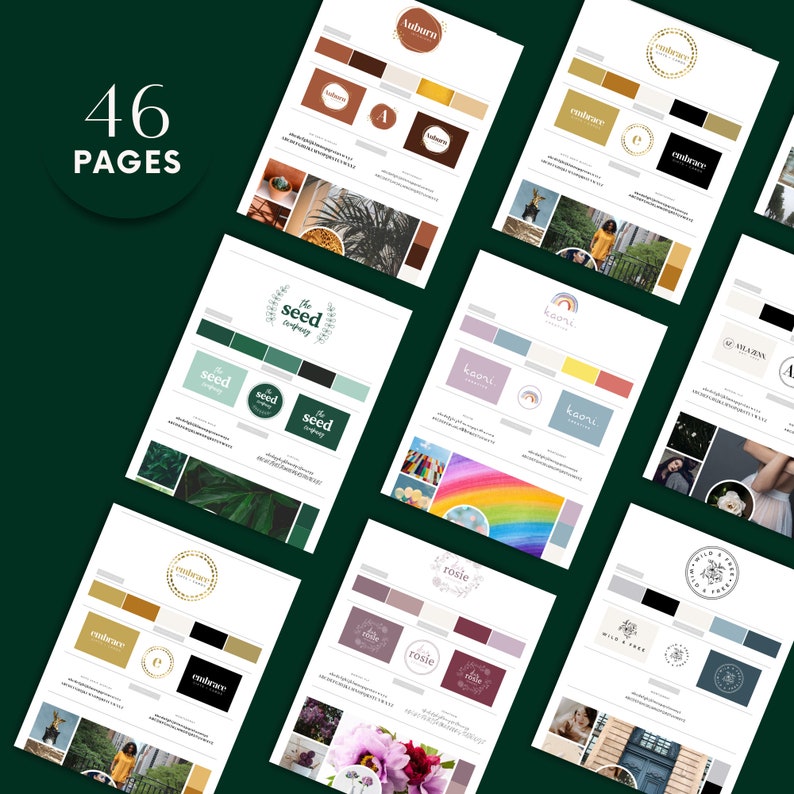 Brand Board Template PLR MRR, Small Business Branding Kit, Logo, DIY Color Palette, Fonts ...