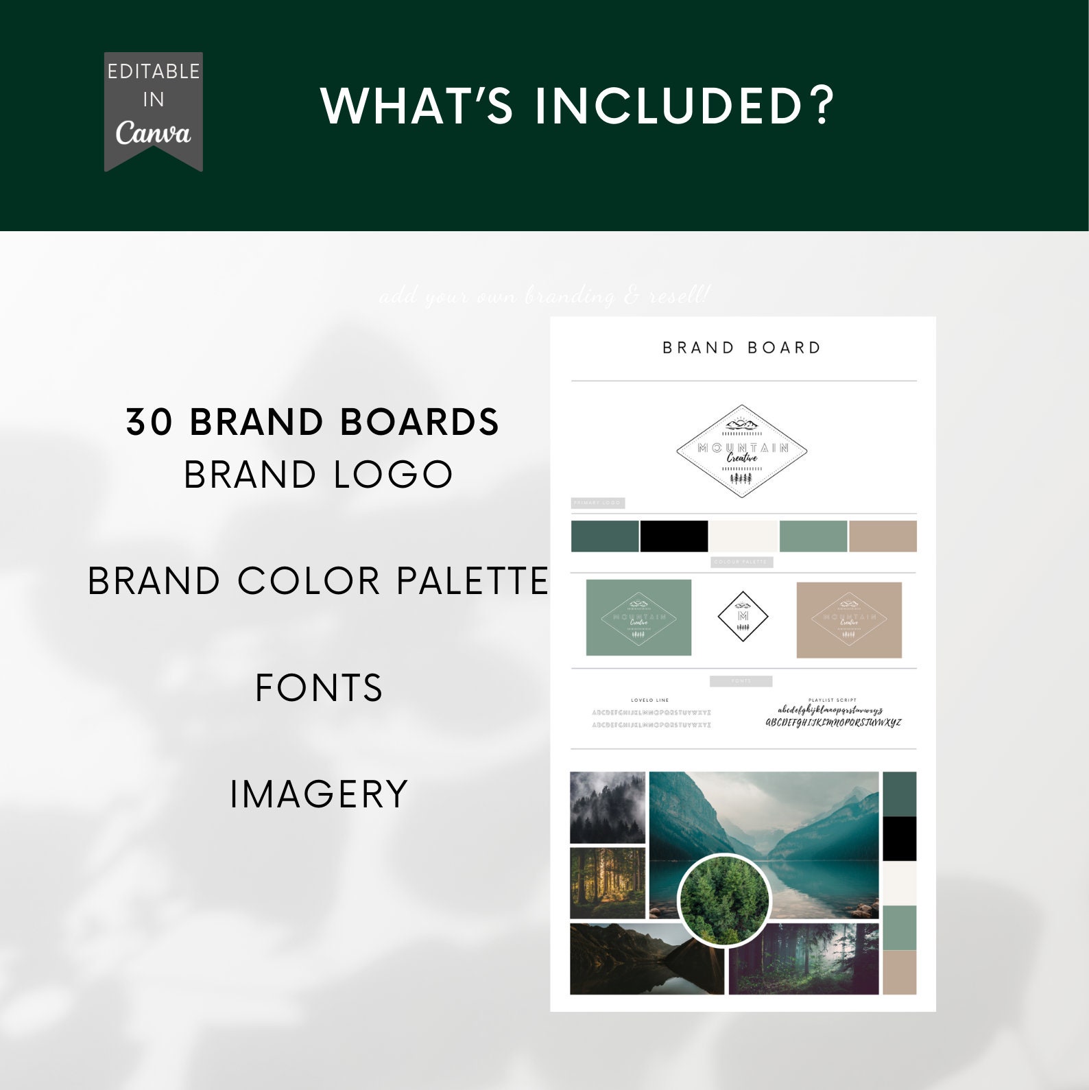 30 Brand Board Template PLR MRR, Small Business Branding Kit, Logo, DIY ...