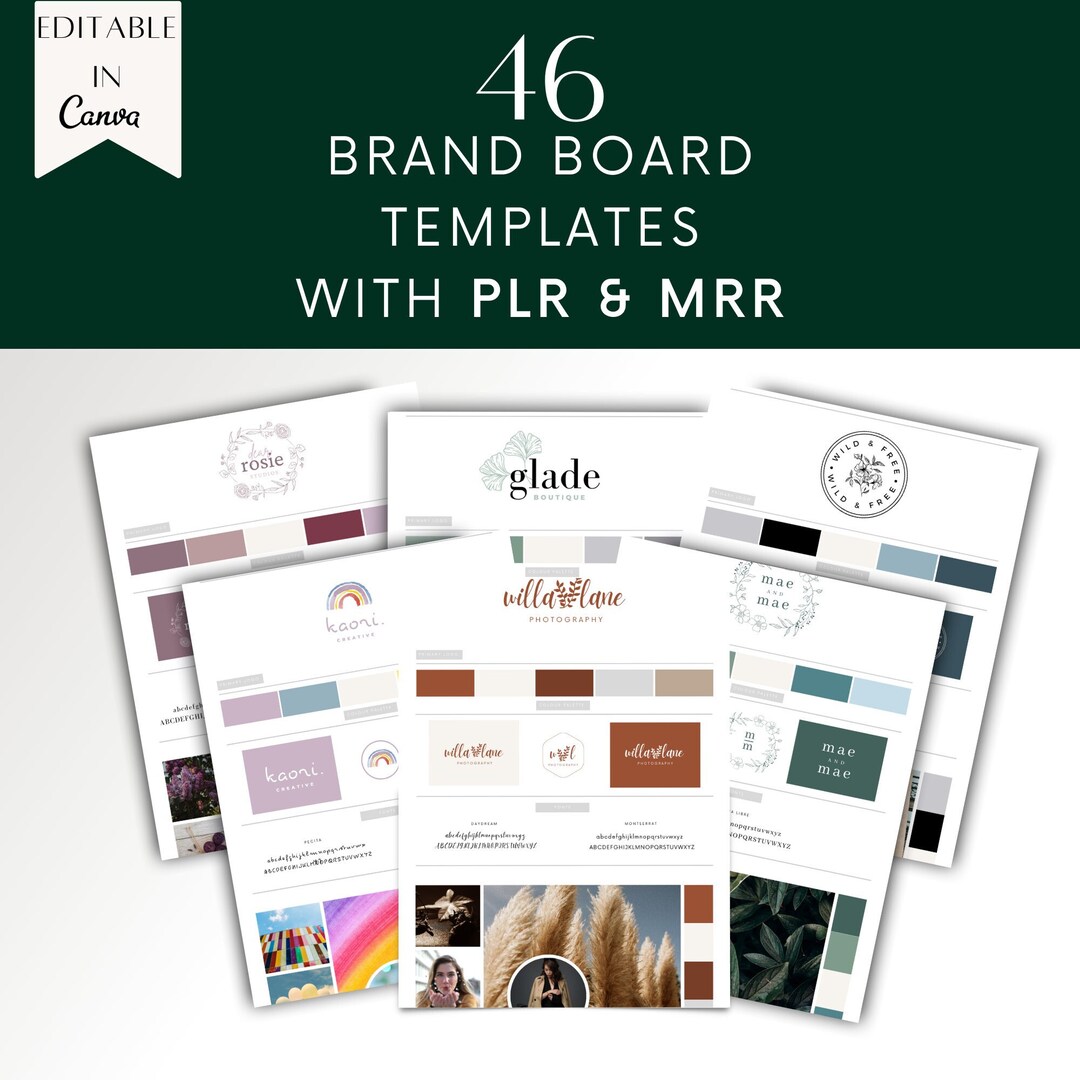 Brand Board Template PLR MRR, Small Business Branding Kit, Logo, DIY ...