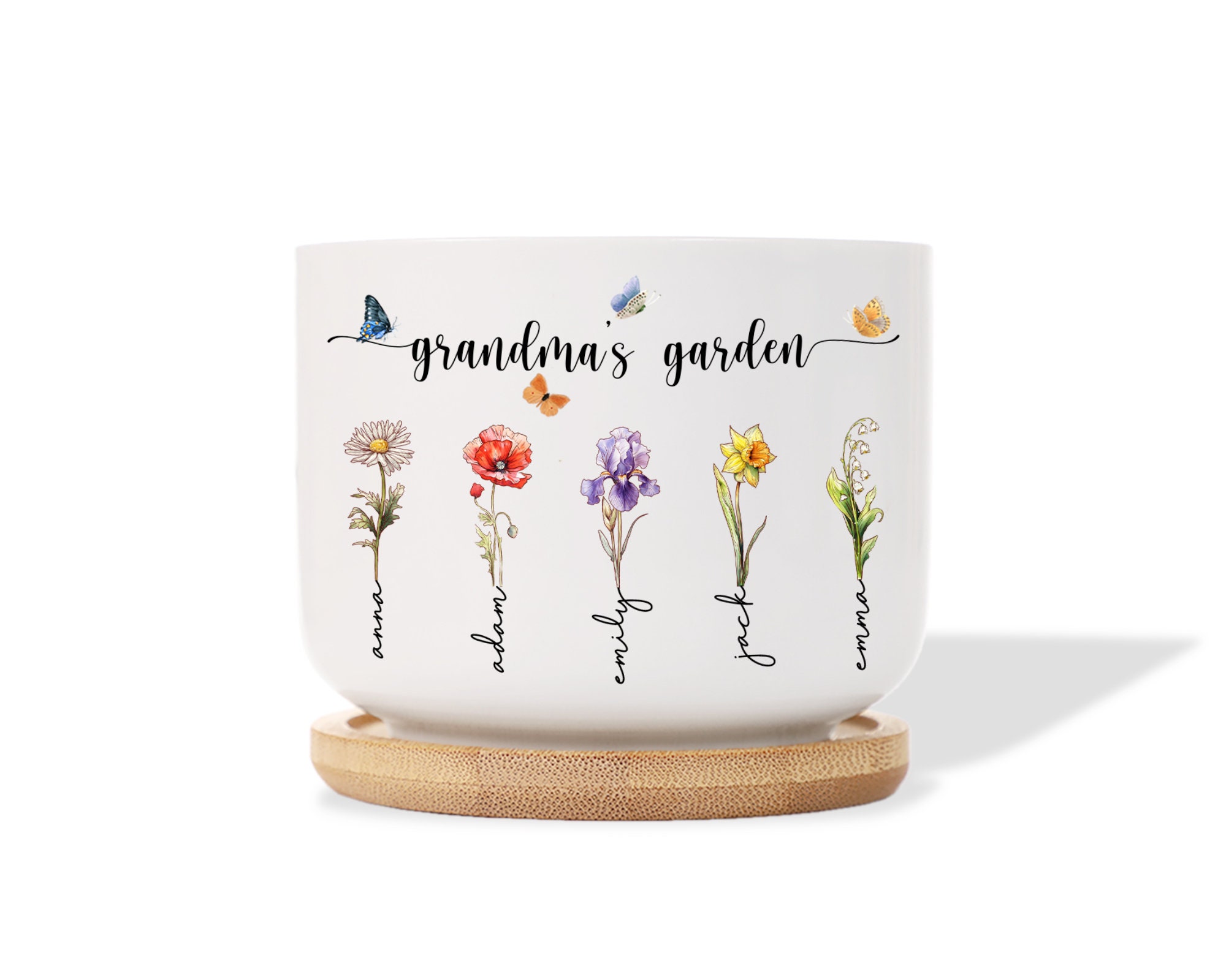 Personalized Birth Month Flower Plant Pot, Gift for Planter Lovers ...