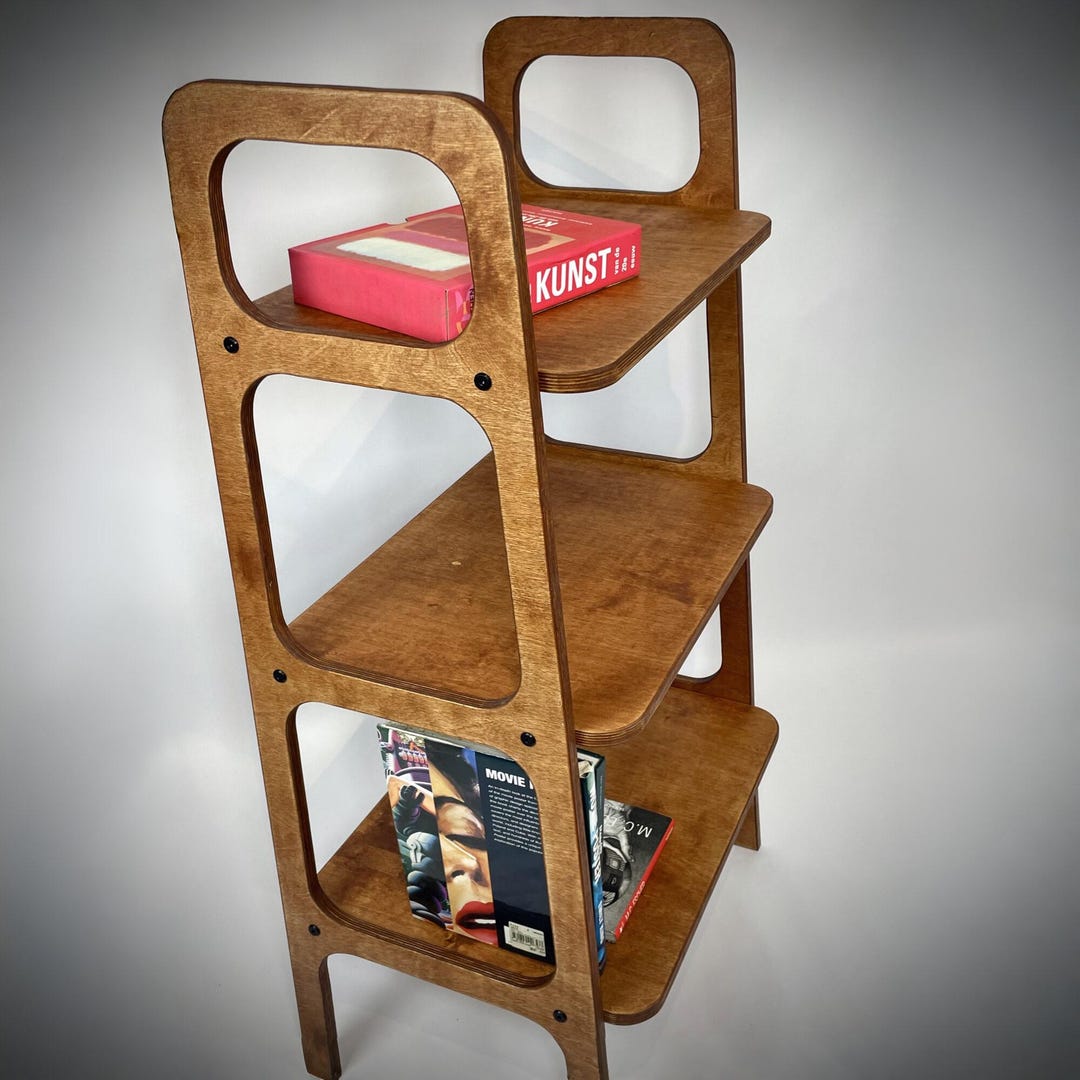 Mid-century Modern Birch Plywood Bookcase Cinnamon Finish 3 Stylish ...