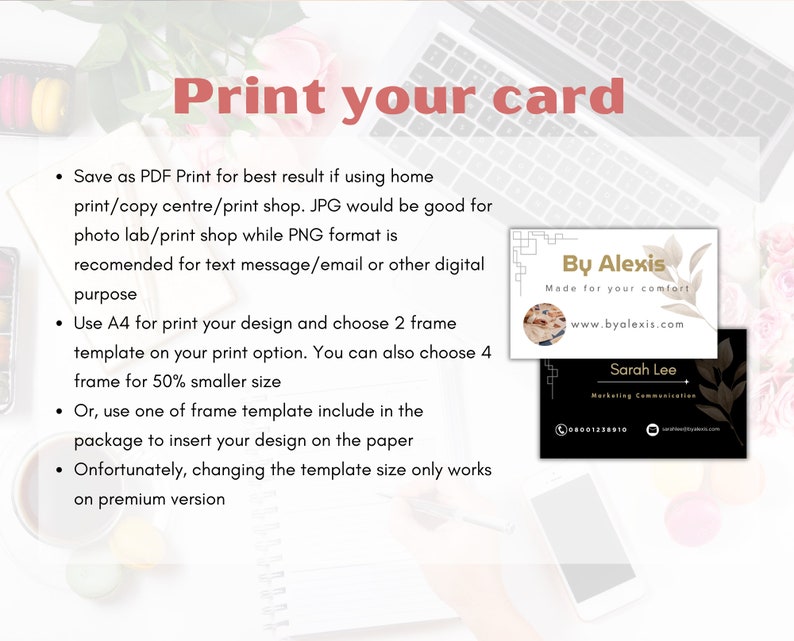 Editable Name Card Template - Sarah Edition - Etsy