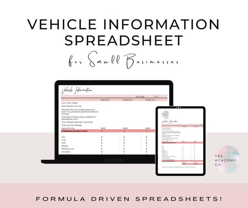 Vehicle Information Spreadsheet (2025 Version) - Etsy