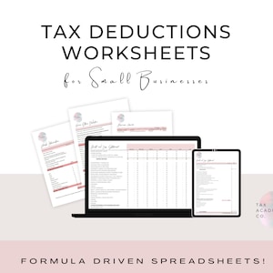 Small Business Tax Deductions Worksheets , Profit & Loss , Vehicle ...