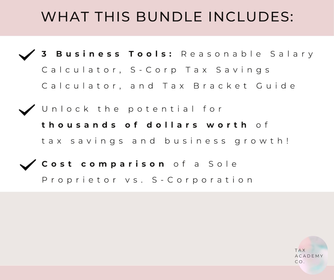 Sole Proprietor Vs. S-corp Tax Worksheets - Digital Download (pink ...