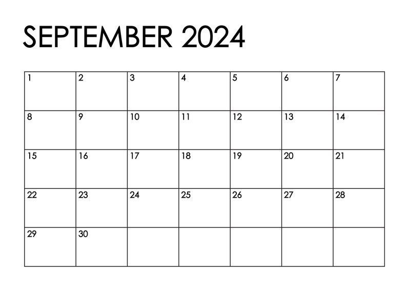 September 24 Calendar , Printable & Editable (digital Download) - Etsy