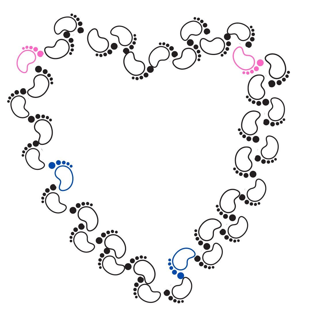 Footprints Heart Jpg , Dxf , Eps , Png , Pdf , Svg - Etsy