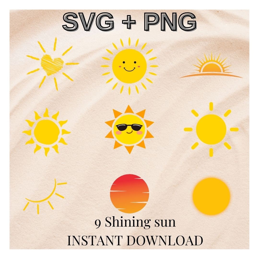 Sun Svg , Sun Svg Bundle , Summer Svg , Sunshine Svg , Cute Sun Face ...