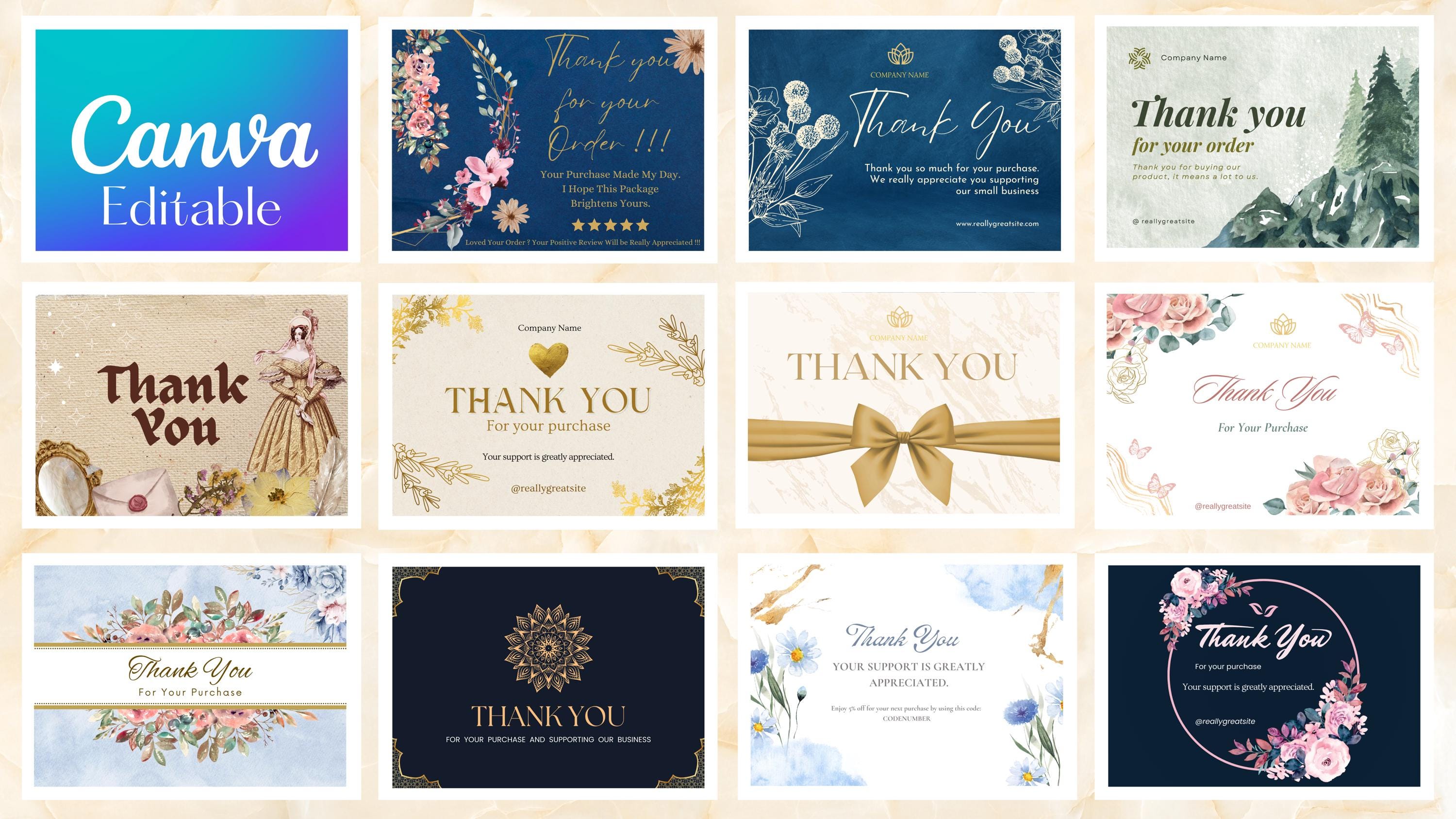 Thank You Card Template, Small Business Insert Cards, Canva Editable ...