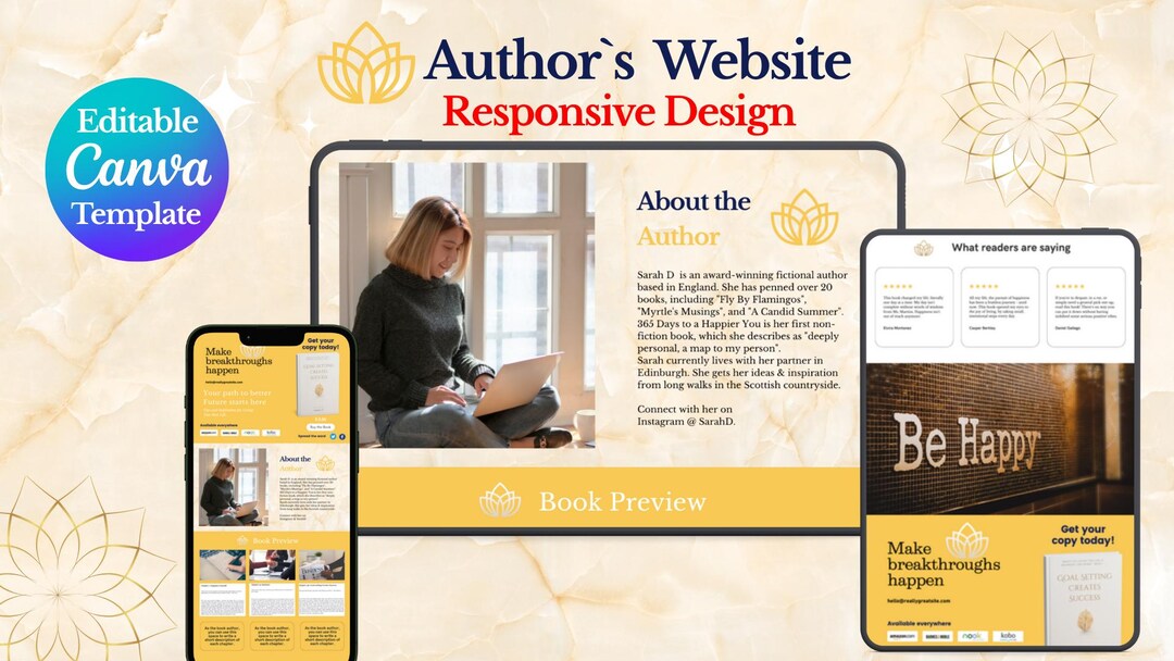 Ebook Landing Page, Editable Website for Ebook, Author Landing Page ...