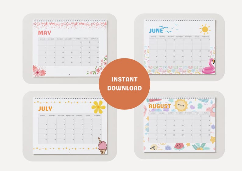 2025 Calendar Printable, Cute Kids Calendar 2025, Wall Calendar PDF ...