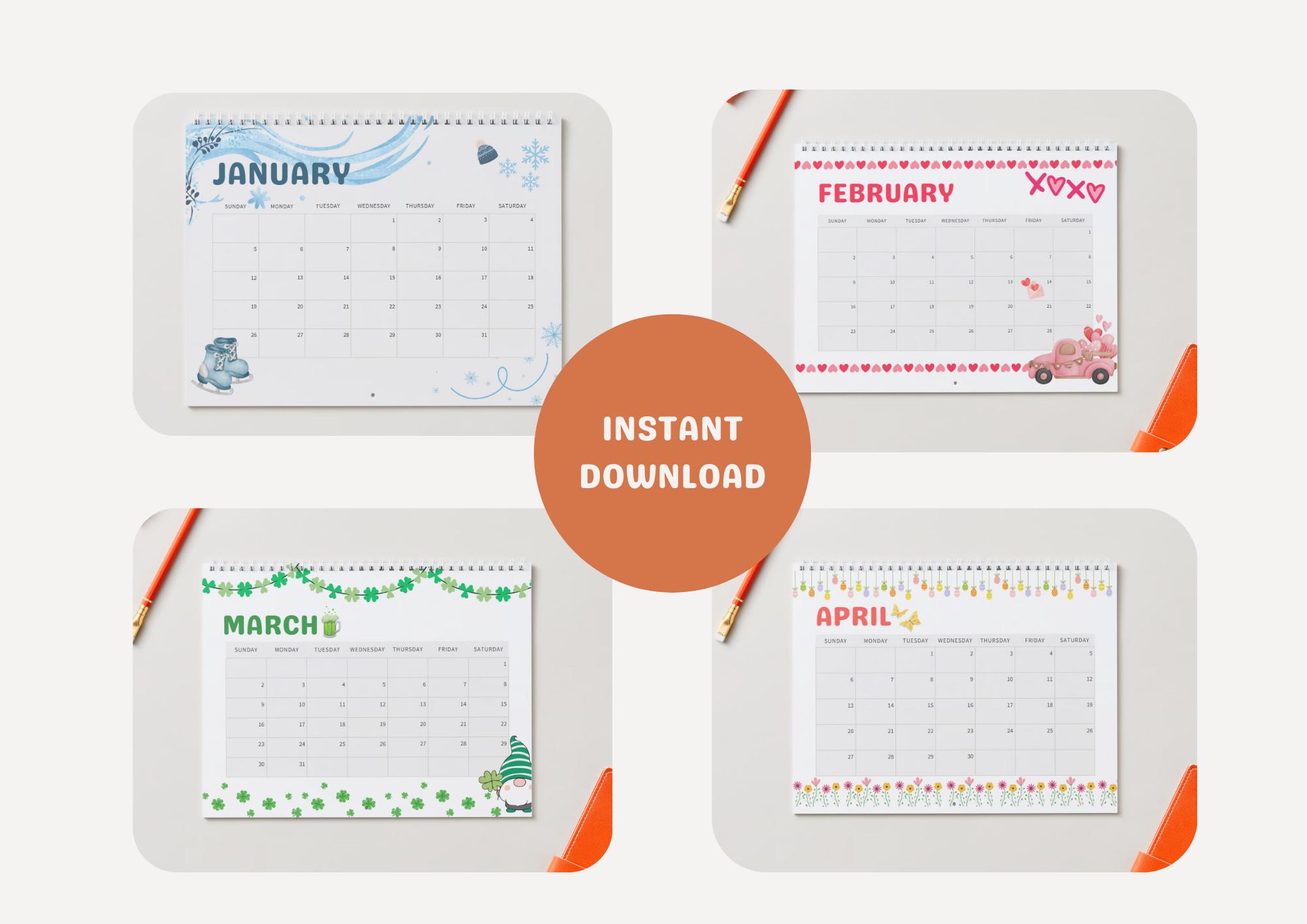 2025 Calendar Printable, Cute Kids Calendar 2025, Wall Calendar PDF ...