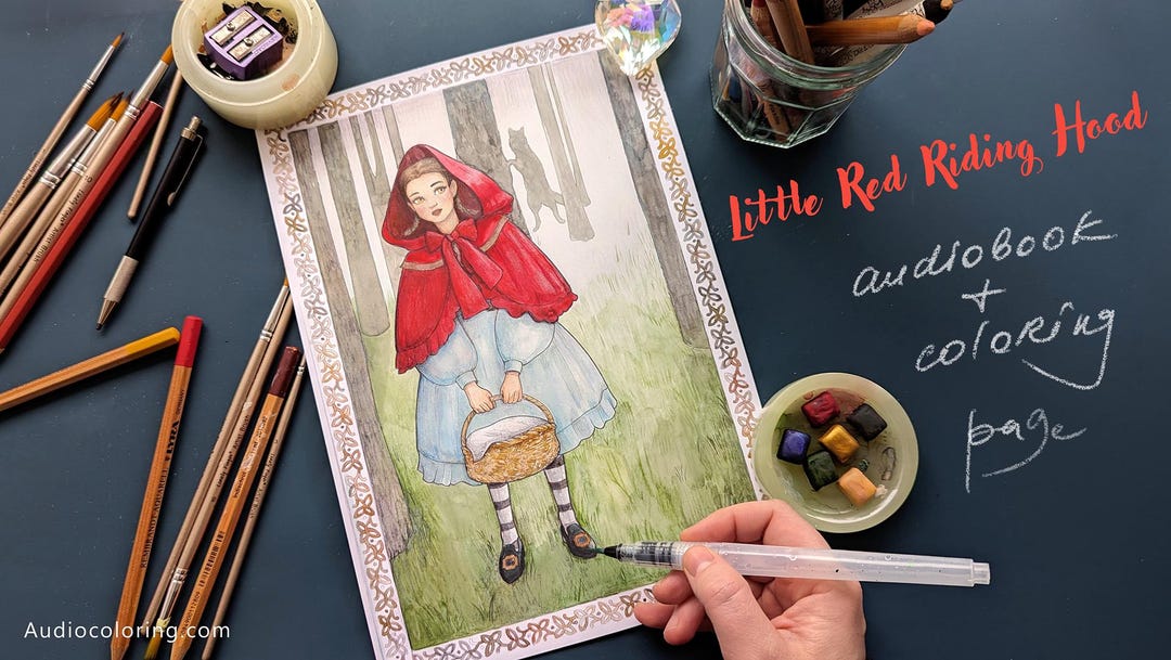 Little Red Riding Hood Audiocolouring Page + Audio Fairy Tale Included ...