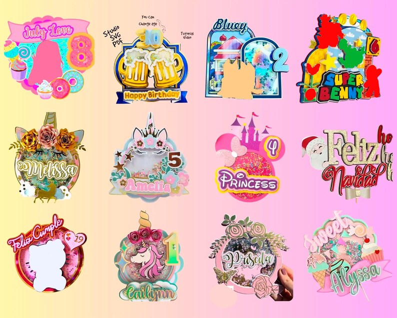 200 3D Cake Topper Templates SVG Files for Cricut and Silhouette - Etsy