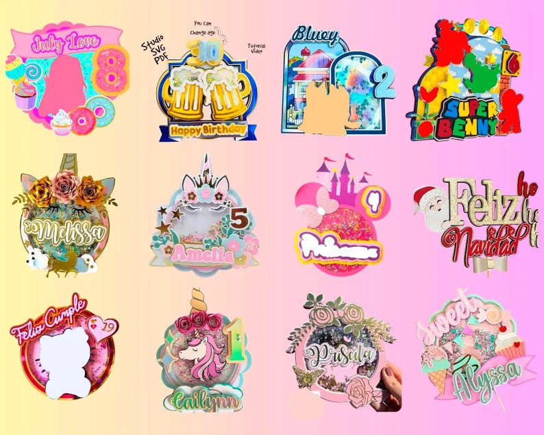 200 3D Cake Topper Templates SVG Files for Cricut and Silhouette - Etsy