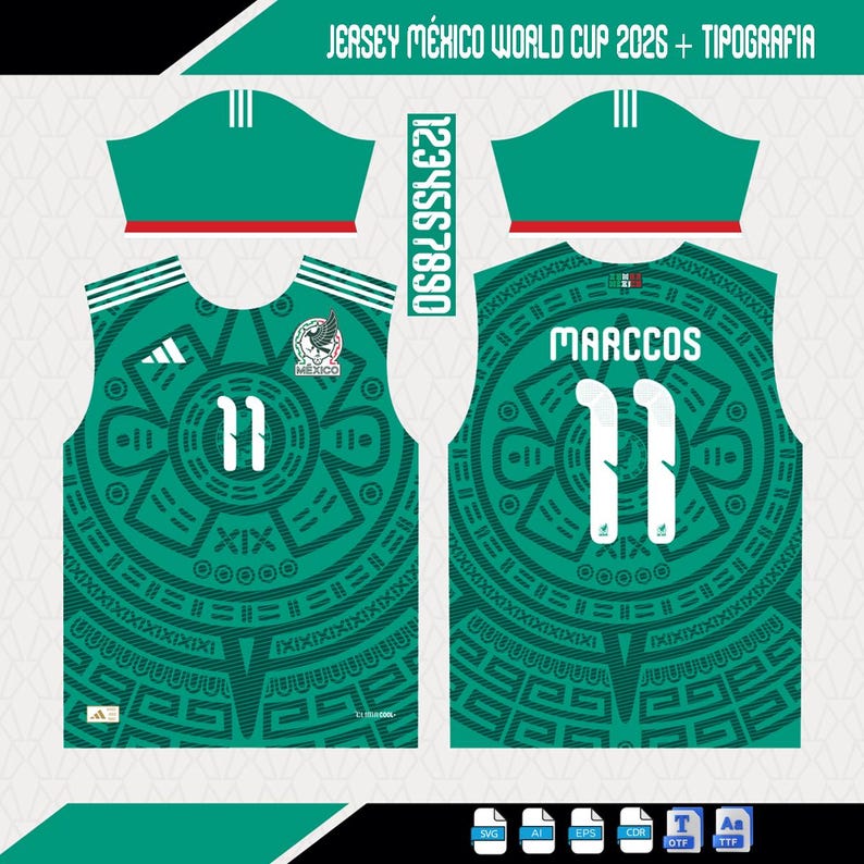 Mexico Jersey 2026 + Font | Sublimation Template SVG AI EPS Editable ...