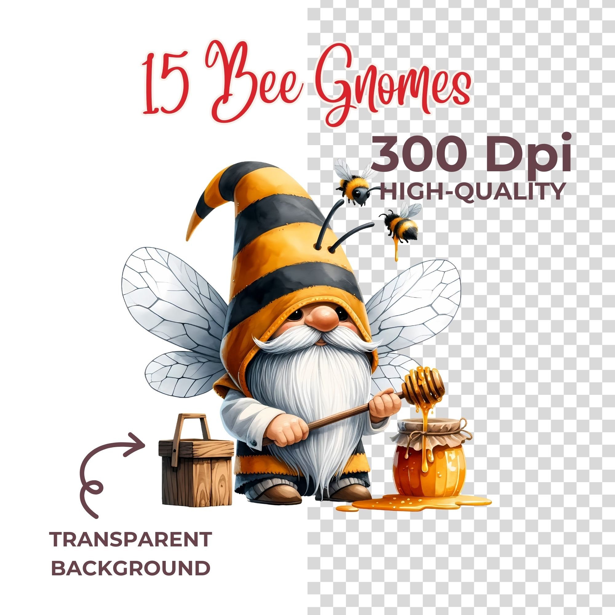 Bee Gnomes Png Bee Gnome Clipart Sublimation,cute Watercolor Gnomes Kid ...