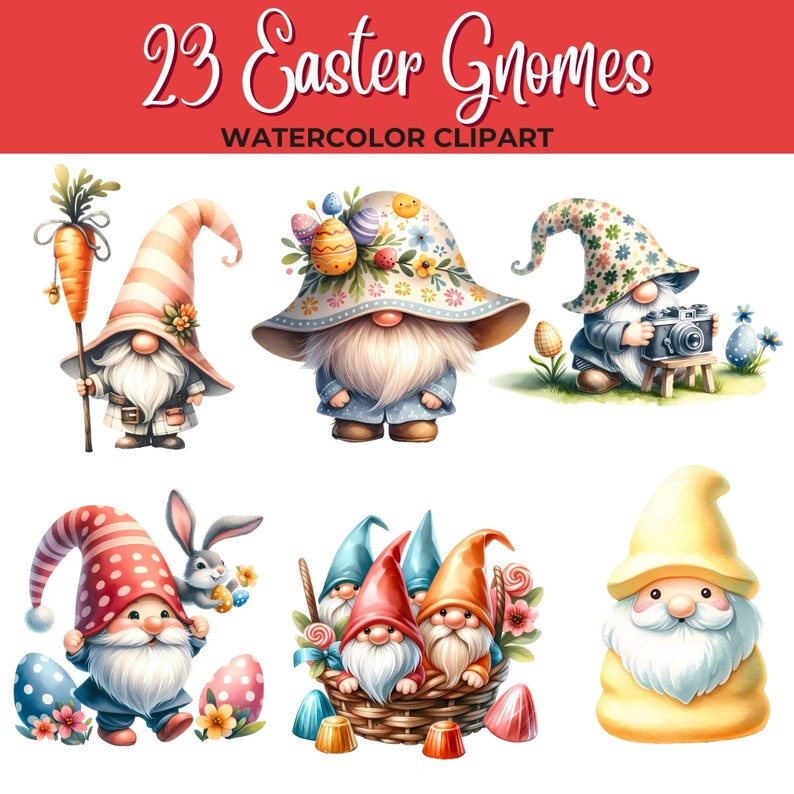 Easter Gnomes Png Clipart Gnome Sublimation,cute Watercolor File Kid ...