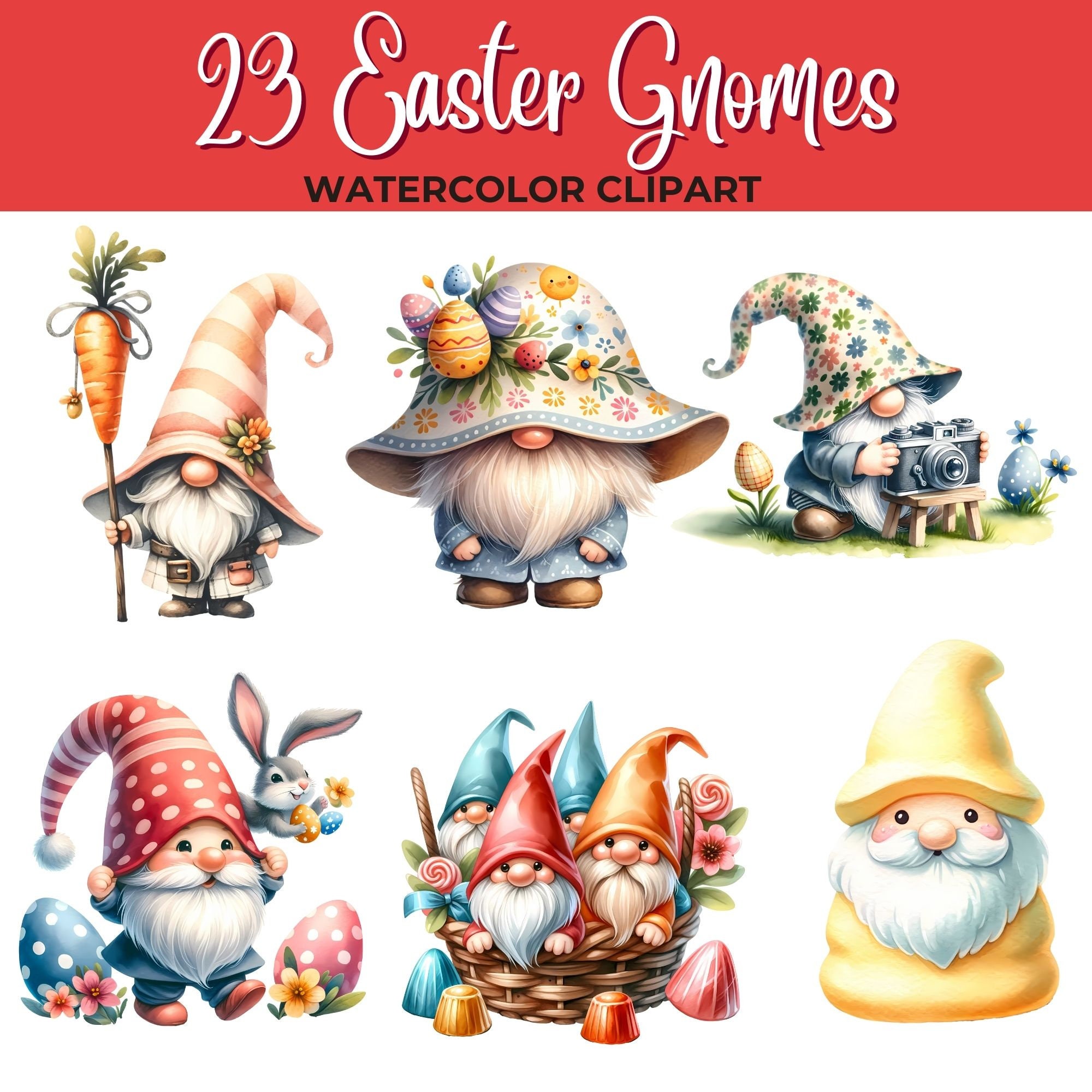 Easter Gnomes Png Clipart Gnome Sublimation,cute Watercolor File Kid ...