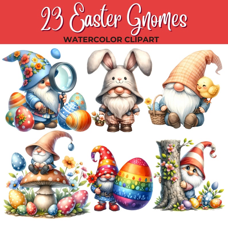 Easter Gnomes Png Clipart Gnome Sublimation,cute Watercolor File Kid ...