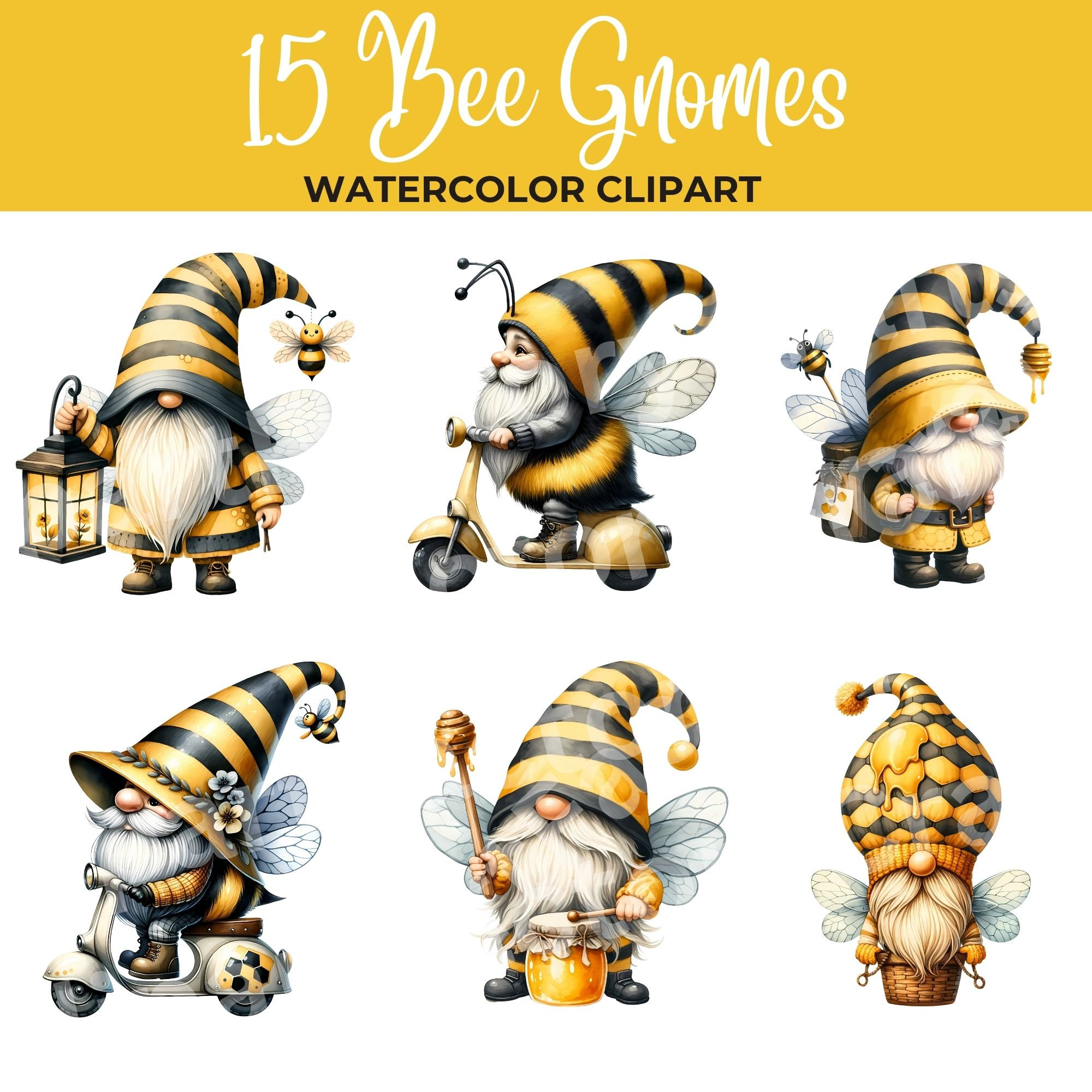 Bee Gnomes Png Bee Gnome Clipart Sublimation,cute Watercolor Gnomes Kid ...