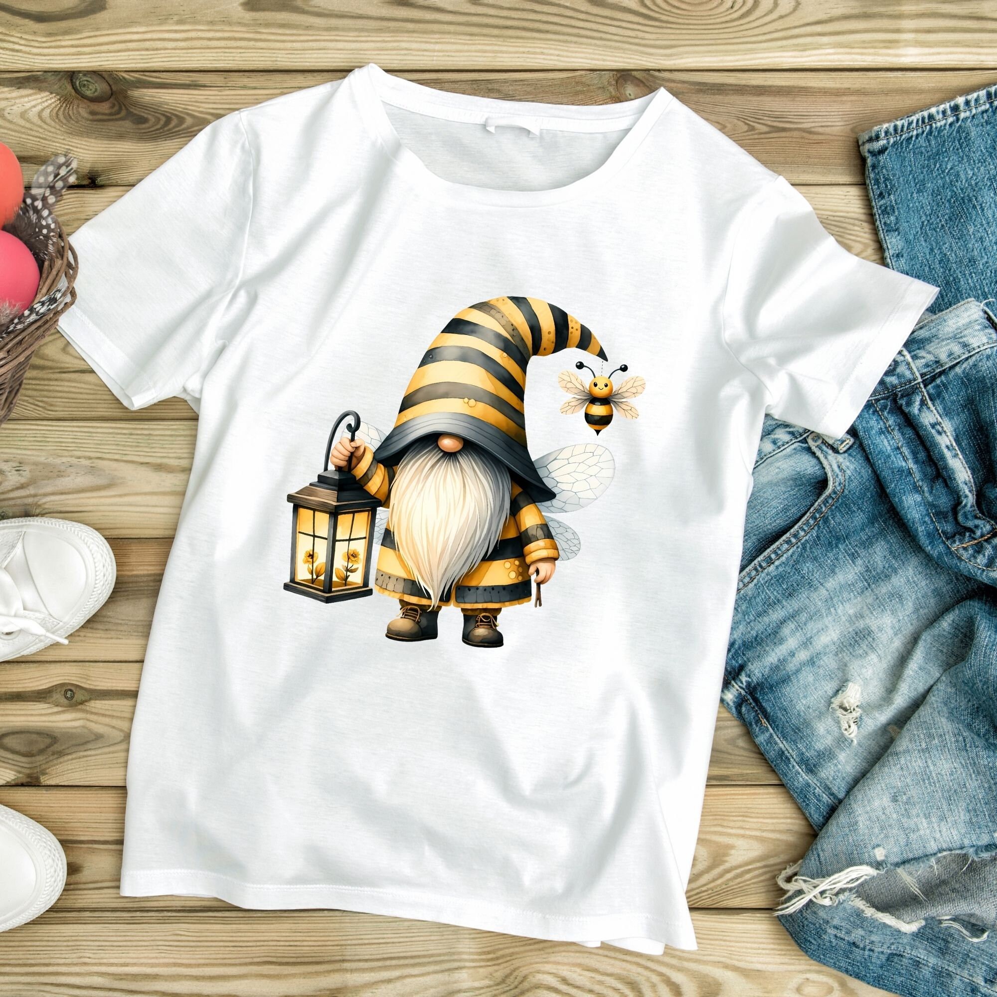 Bee Gnomes Png Bee Gnome Clipart Sublimation,cute Watercolor Gnomes Kid ...