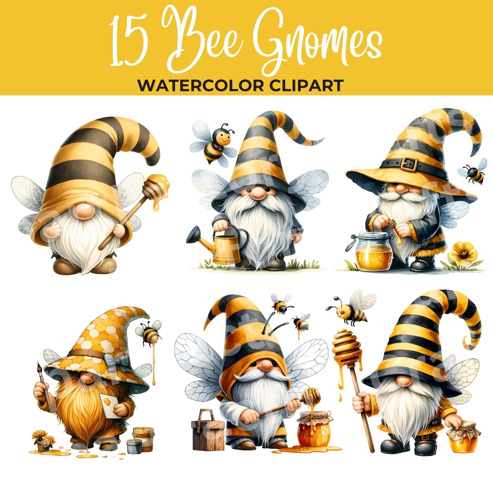 Bee Gnomes Png Bee Gnome Clipart Sublimation,cute Watercolor Gnomes Kid ...