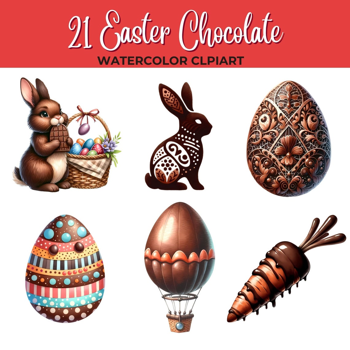 Watercolor Easter Chocolate PNG Clipart, Chocolate Bunny, Chocolate Egg ...