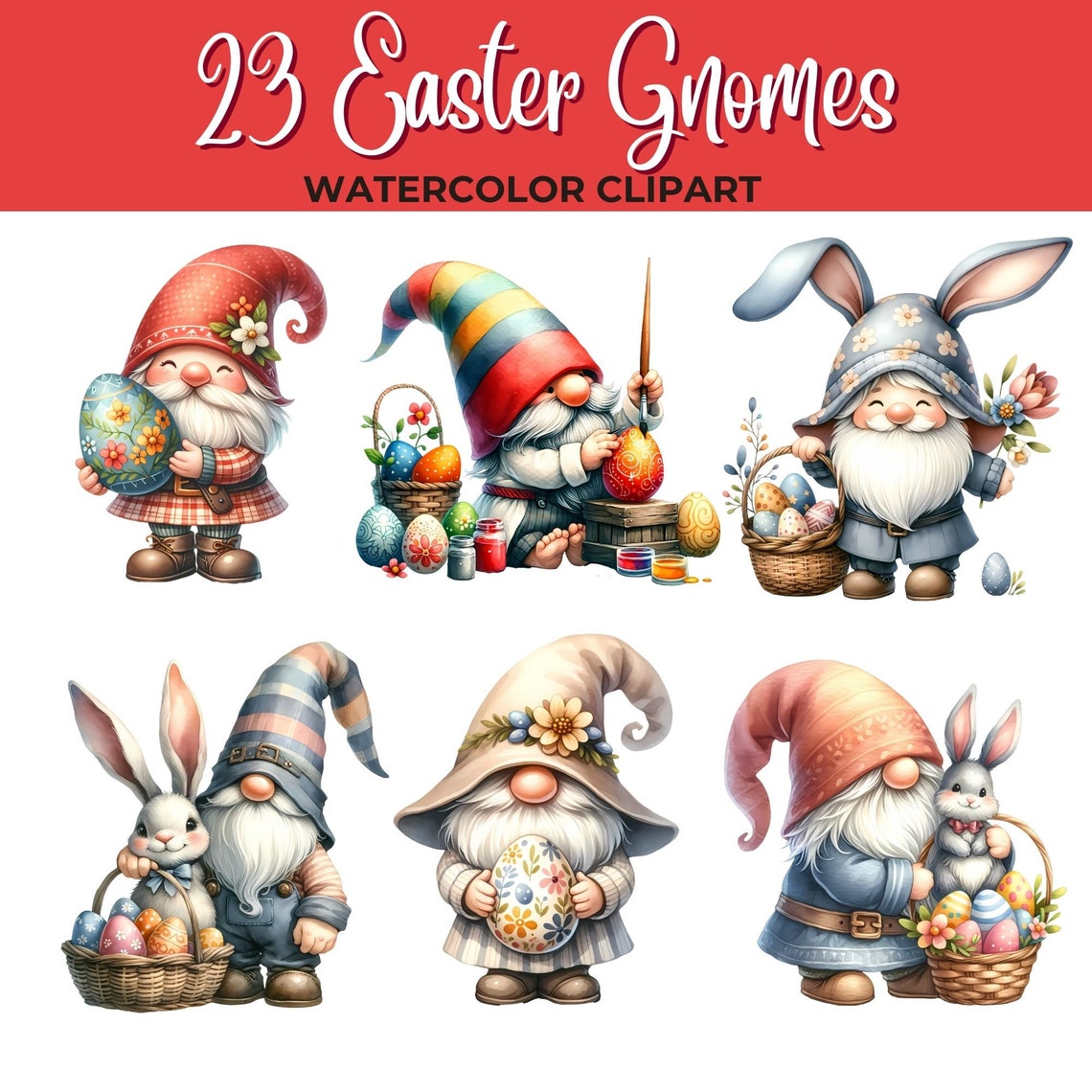 Easter Gnomes Png Clipart Gnome Sublimation,cute Watercolor File Kid ...