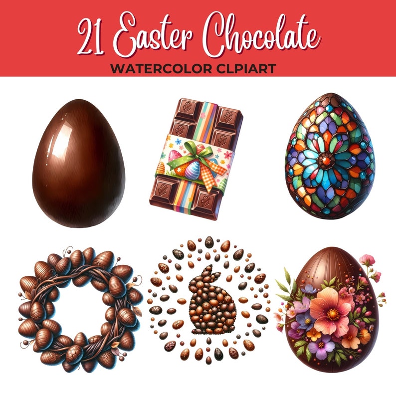 Watercolor Easter Chocolate PNG Clipart, Chocolate Bunny, Chocolate Egg ...