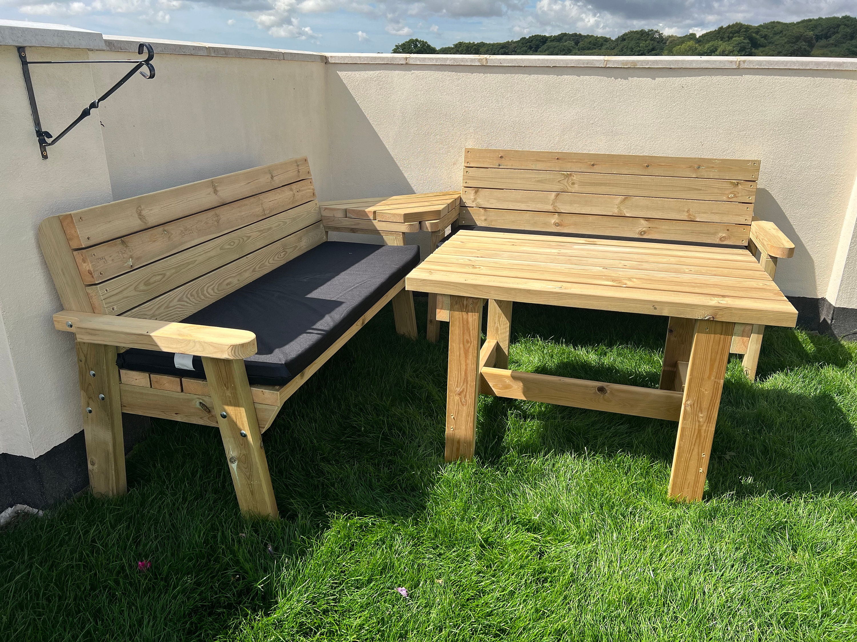 Heavy Duty Corner Garden Bench Set With Dining Table - Etsy UK
