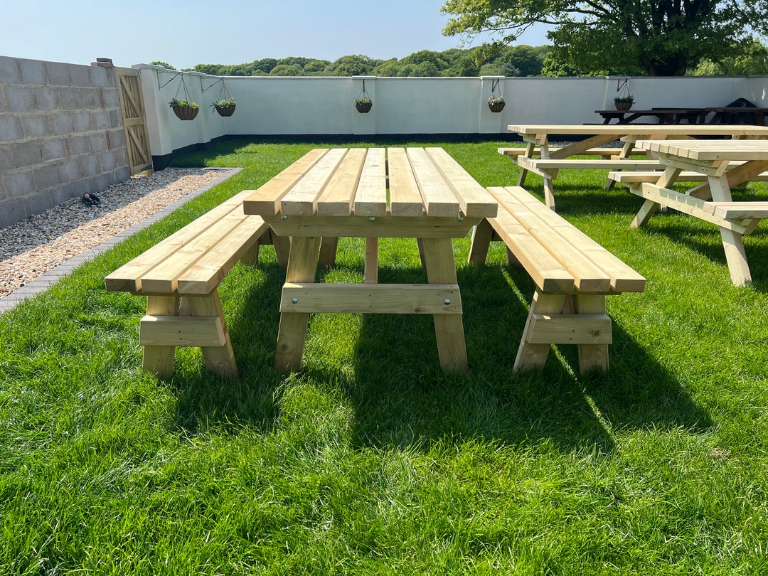 Heavy Duty Garden 6 Seater Table and Two Benches - Etsy UK