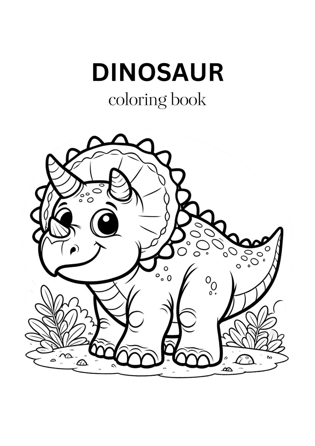 40 Dinosaur Coloring Pages in Grayscale for Kids and Adults, Relaxation ...