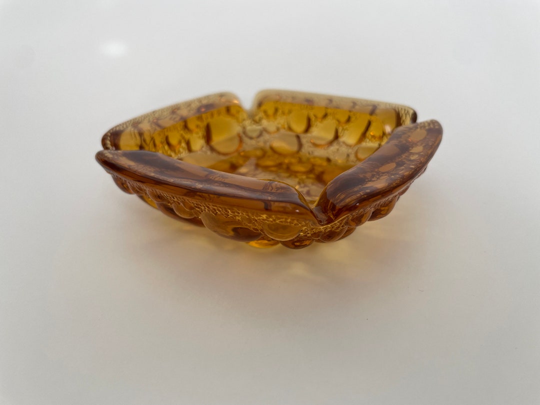 Blenko Amber Pebble Glass Ashtray - Etsy