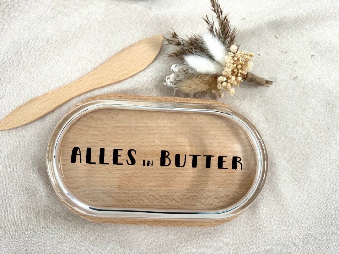 Wooden Butter Dish With Glass Lid, Butter Box, Breakfast, Dinner ...