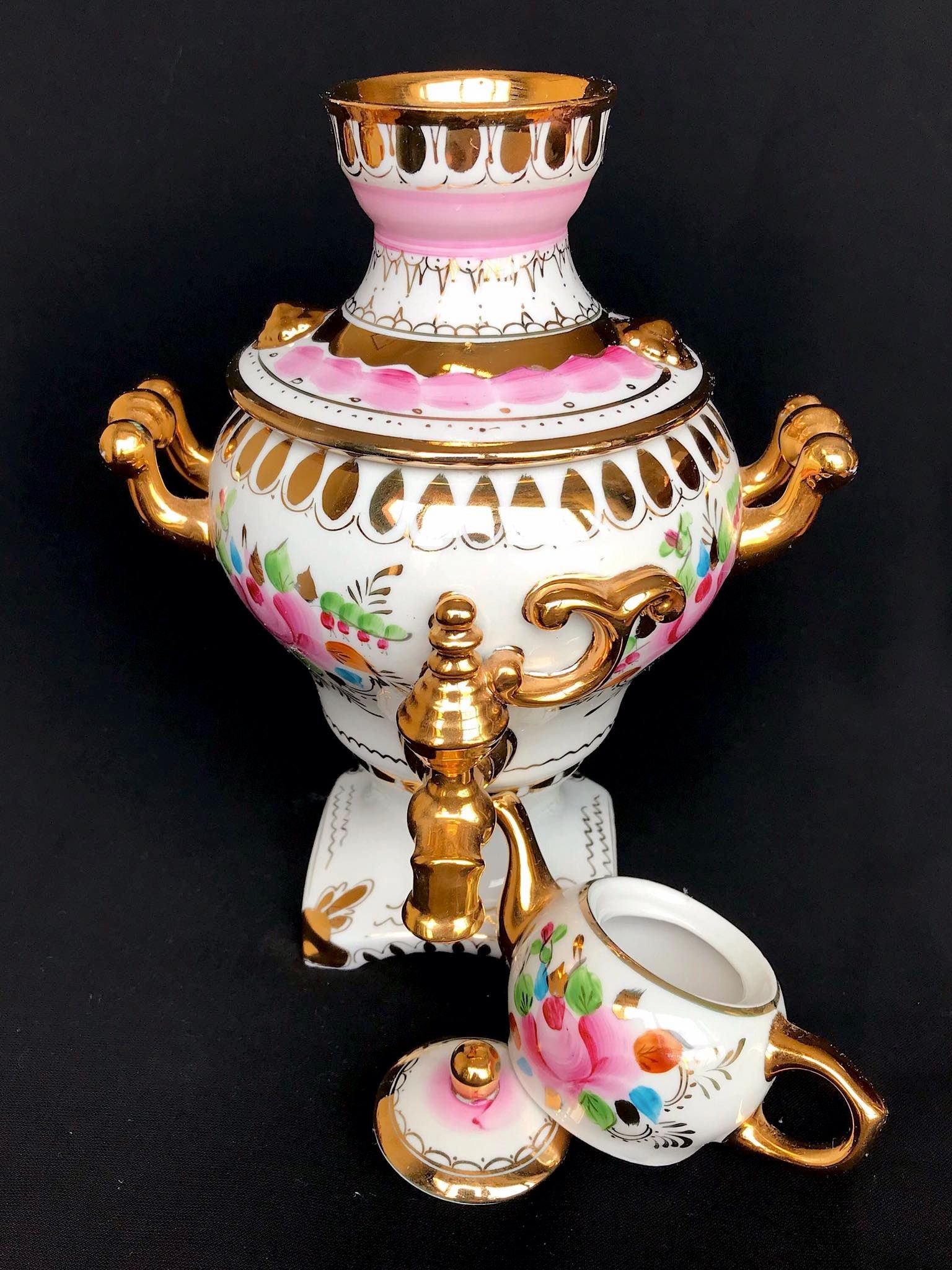 Vintage Soviet Russian Porcelain Lomonosov LFZ Samovar Handpainted 3 ...
