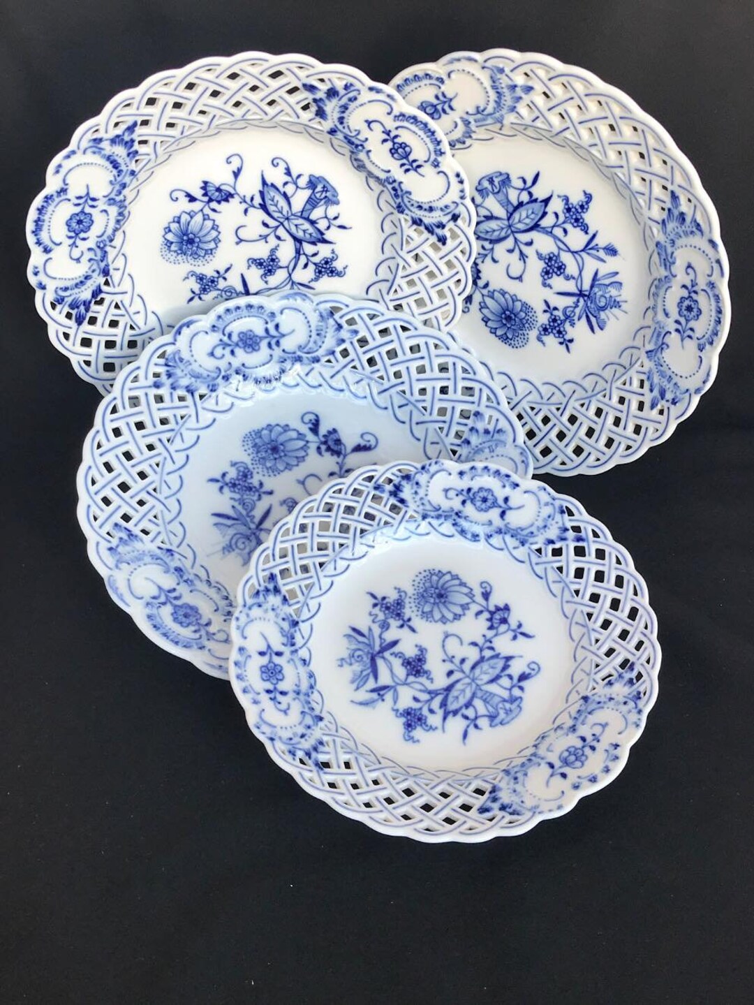 Antique Meissen Blue Onion Pattern, Reticulated, Lattice Breakthrough ...