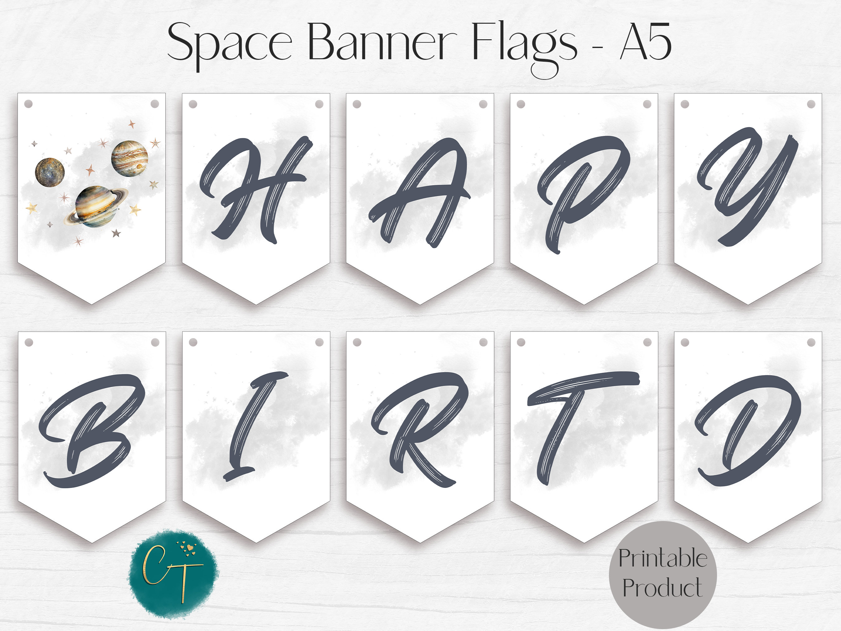 Editable Space Happy Birthday Banner, Out of This World Flags, Planets ...