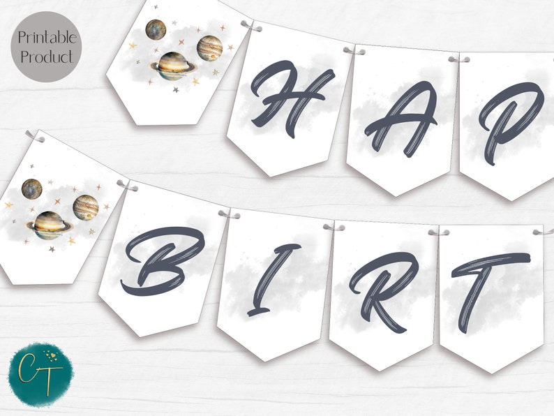 Editable Space Happy Birthday Banner, Out of This World Flags, Planets ...