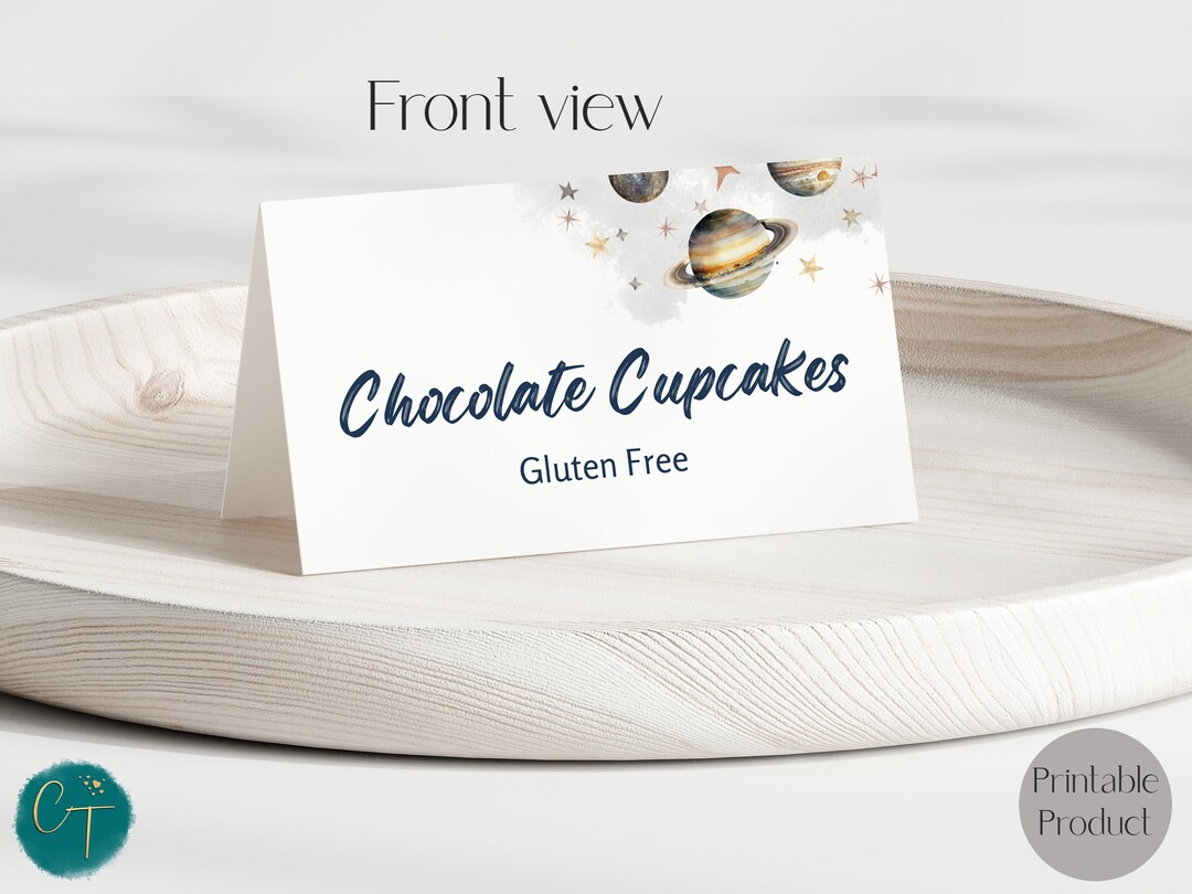 Space Tent Card, Outer Space Place Card, Printable Planets Buffet Card ...