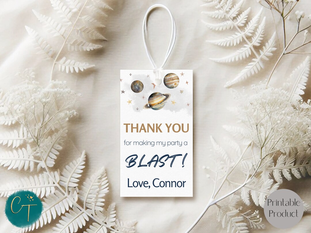 Space Thank You Tags, Outer Space Party Favour, Out of This World Party ...